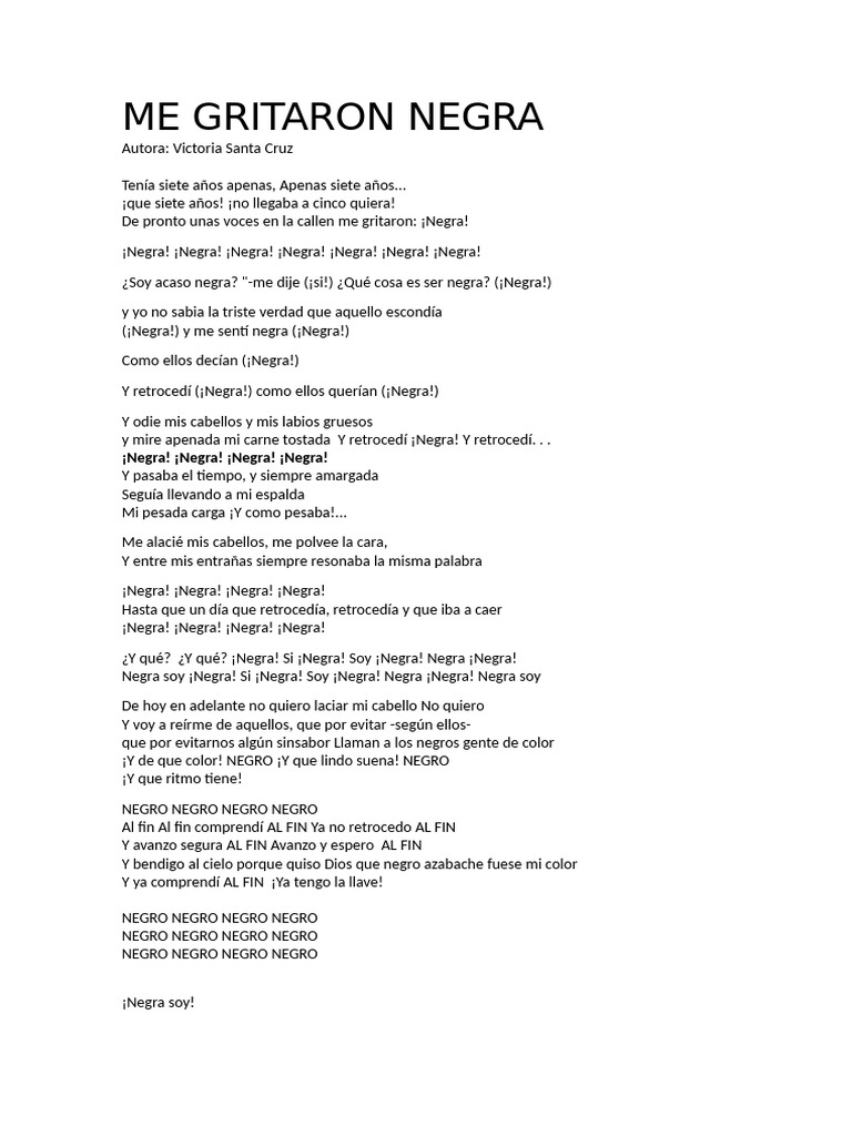 Me Gritaron Negra | PDF
