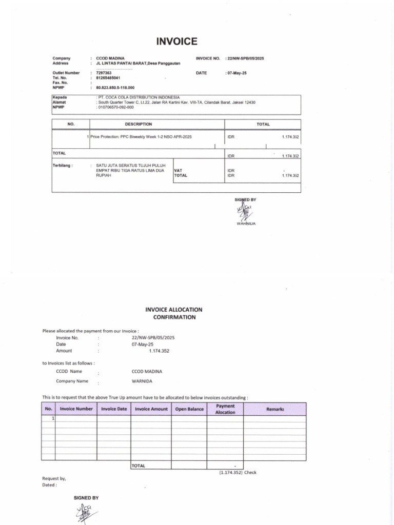 Invoice 22 Ccod Madina | PDF