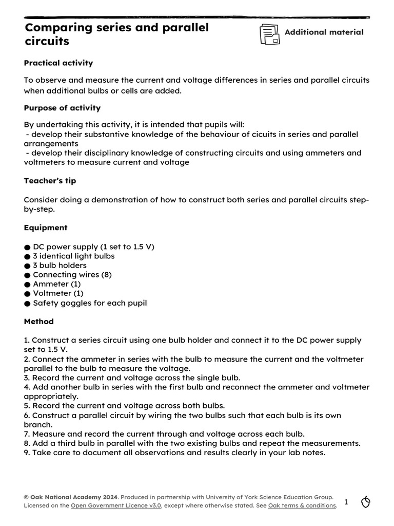 Additional-Materials Comparing Series Vs Parallel Circuits | PDF | Series And Parallel Circuits ...
