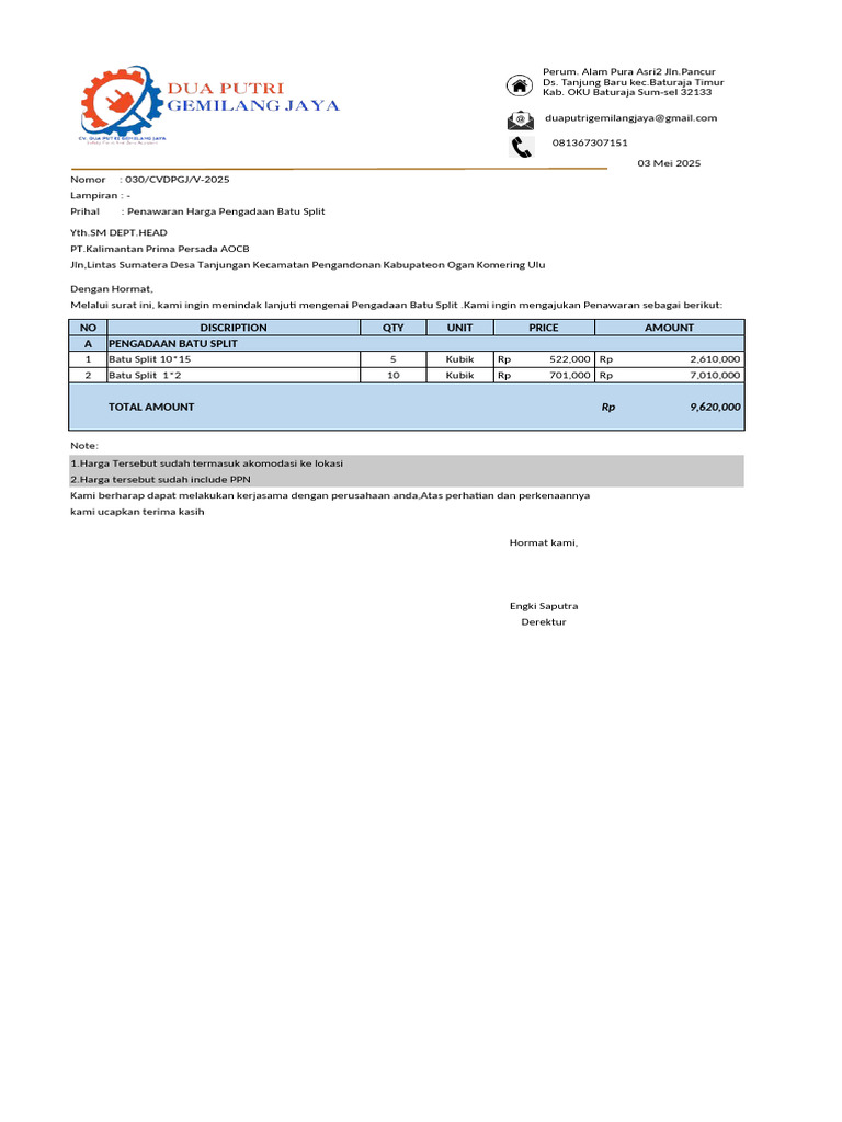 Penawaran Batu Split | PDF