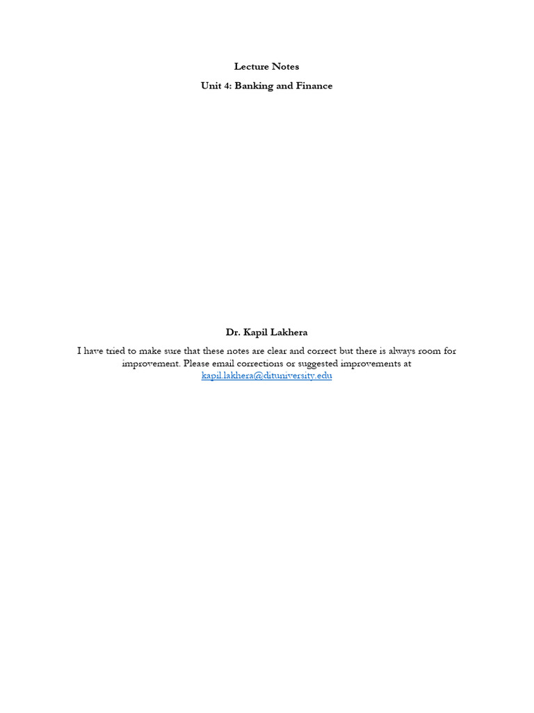 Unit 4 - Banking and Finance | PDF | Cost Of Living | Fiscal Policy