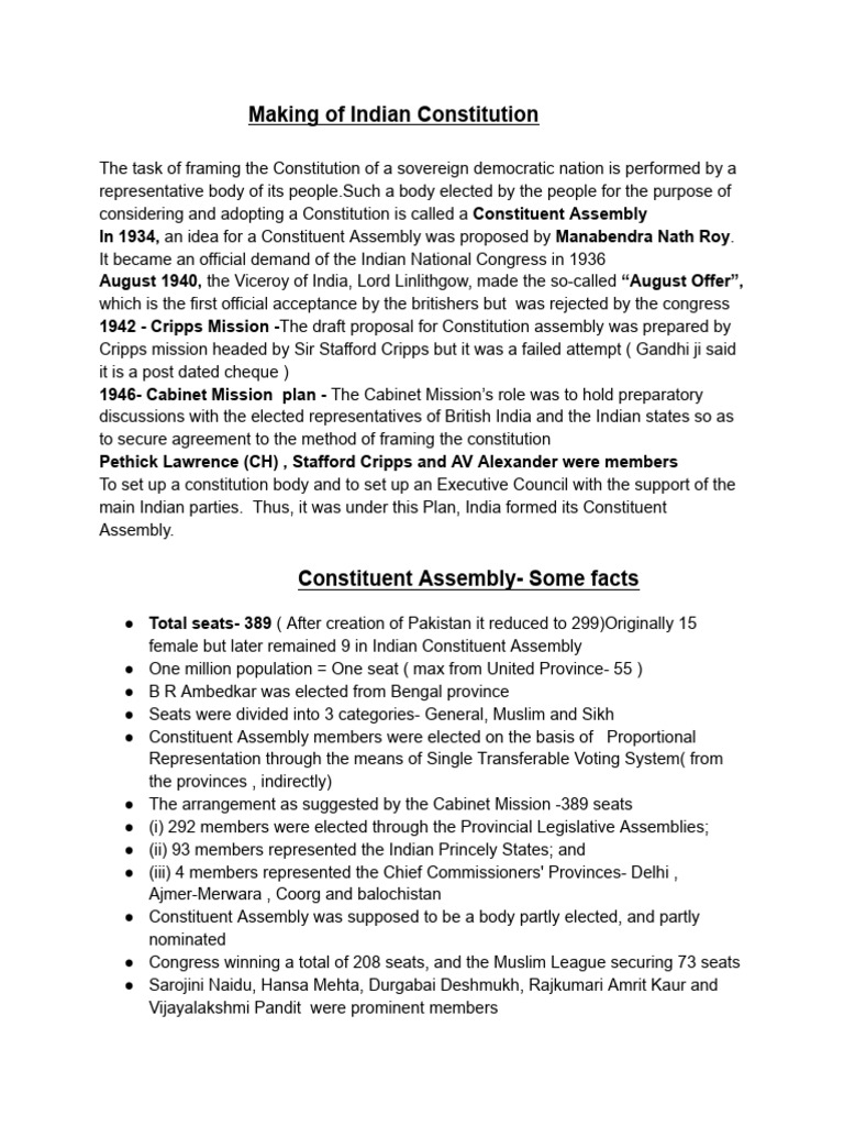 Making of Indian Constitution - Word | PDF | Politics Of India | South Asia
