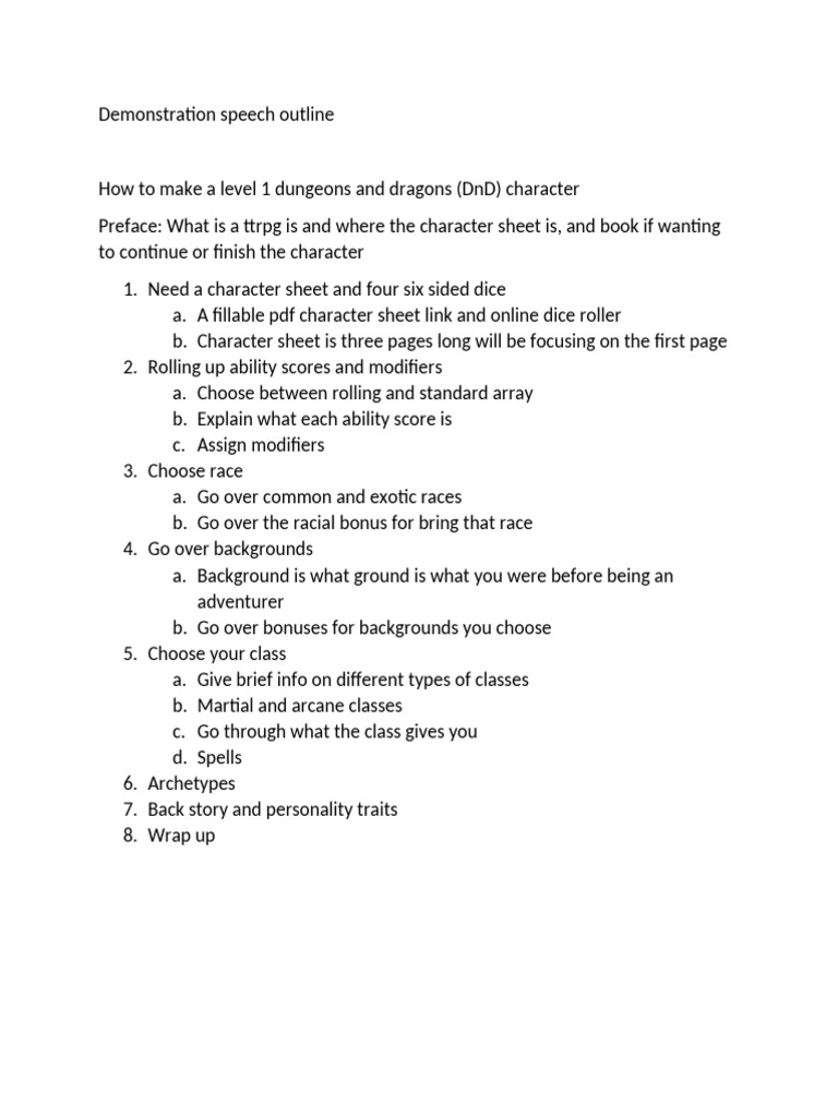 Demstration Speech Outline | PDF