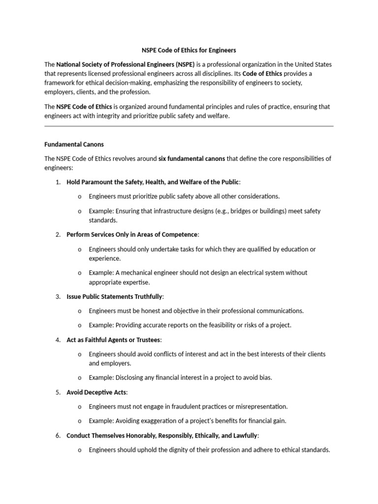 NSPE Code of Ethics For Engineers | PDF | Engineer | Conflict Of Interest
