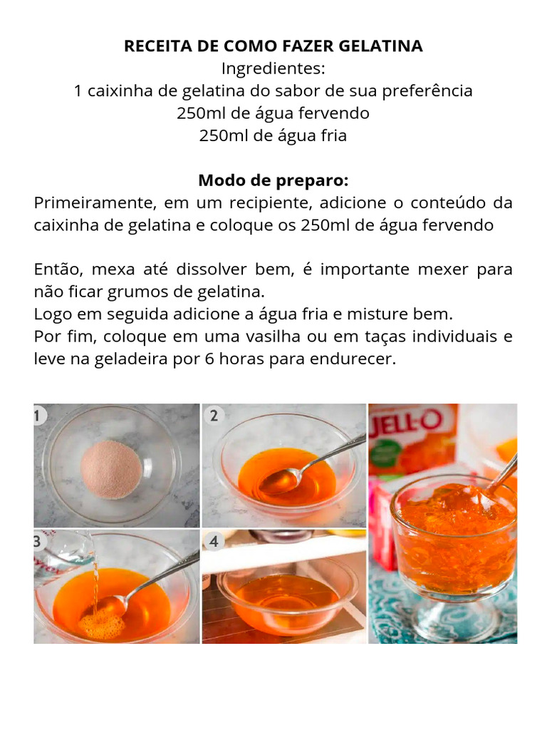 Receita de Como Fazer Gelatina | PDF