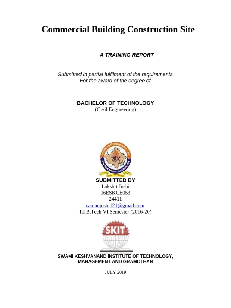 Civil Engineering Summer Training Report | PDF