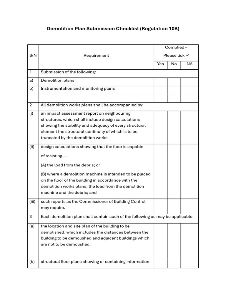 Demolition Plan Checklist | PDF | Demolition | Civil Engineering