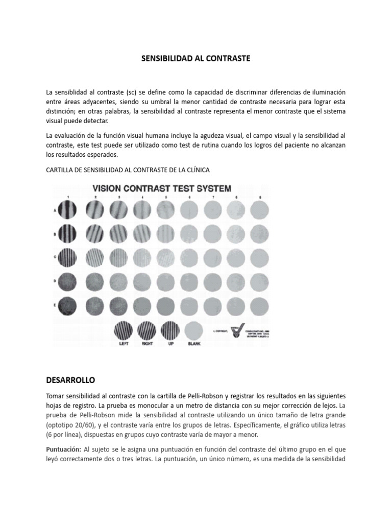 SENSIBILIDAD AL CONTRASTE Pr-Ctica | PDF | Visión