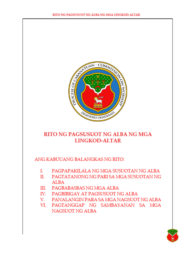 Rito NG Pagsusuot NG Alba | PDF