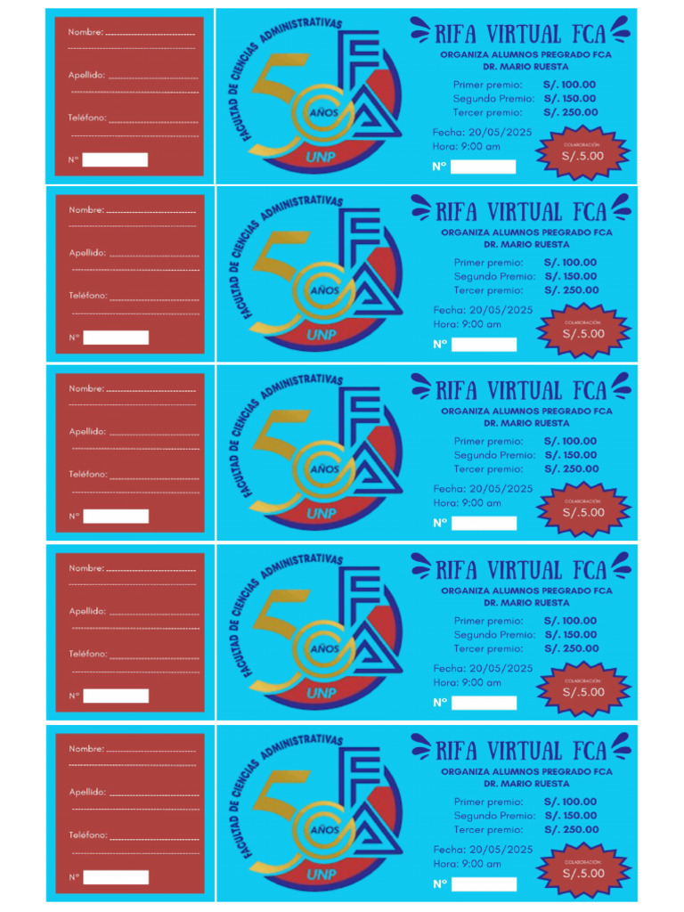 Tickets de RIFA VIRTUAL primer paquete | PDF