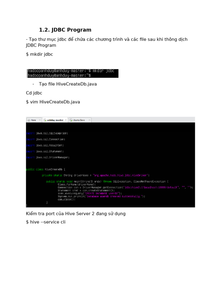 Lê Hoàng Anh Duy - Hive-JDBC | PDF