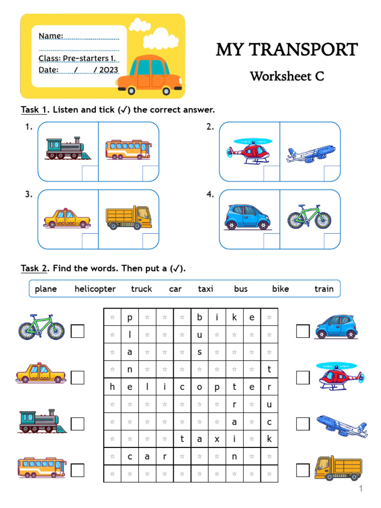 My Transport WORKSHEET C | PDF