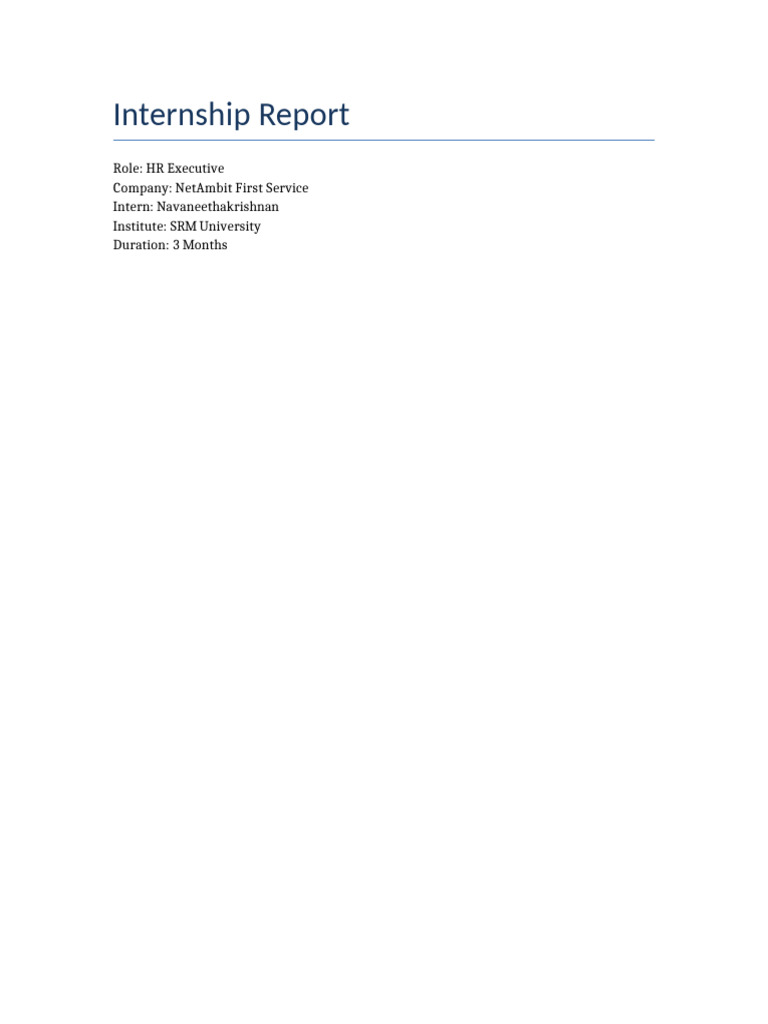 HR Internship Report NetAmbit Part1 | PDF
