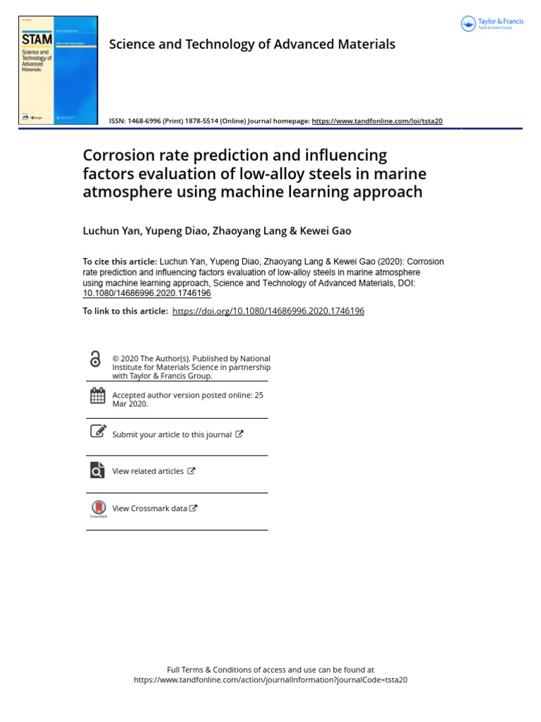 Corrosion Rate Prediction and Influencing Factors | PDF | Machine Learning | Regression Analysis