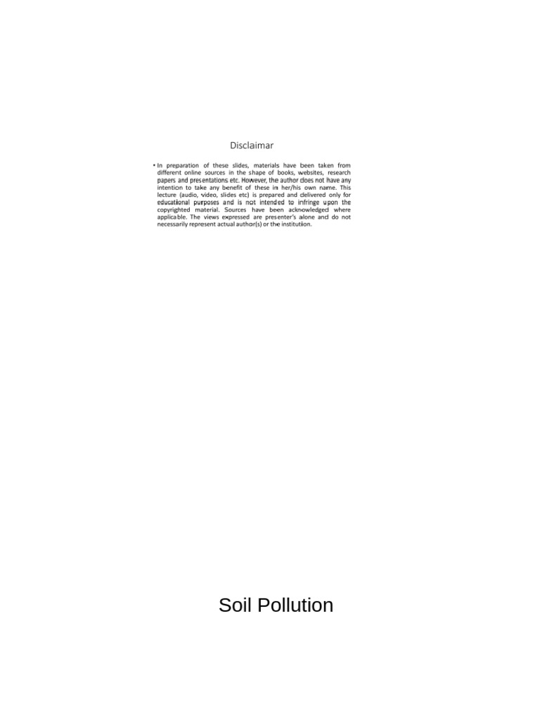 Lecture Soil Pollution | PDF | Soil | Environmental Science