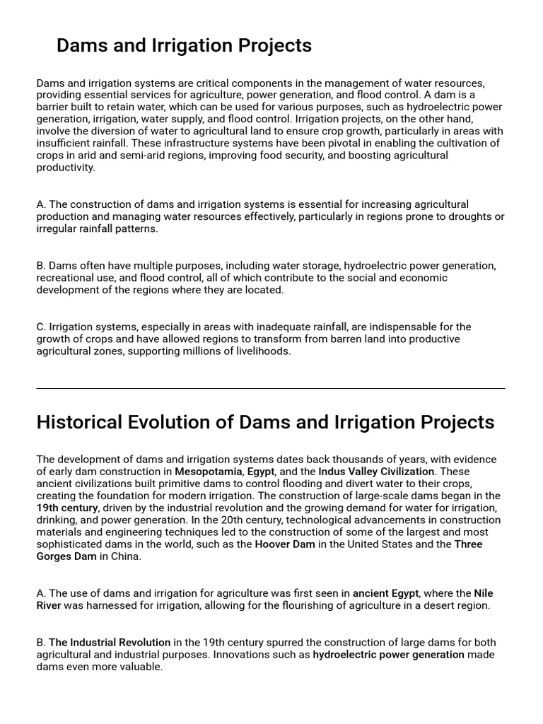 Dams and Irrigation Projects | PDF | Dam | Irrigation