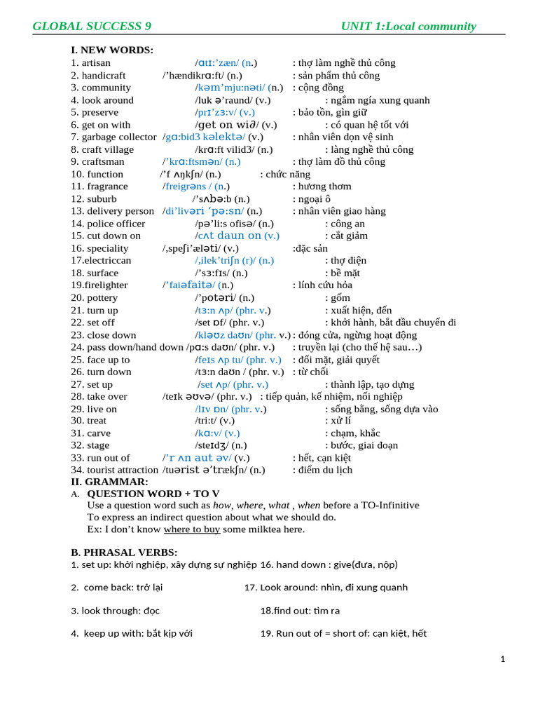 Unit 1 (T V NG & NG Pháp) | PDF