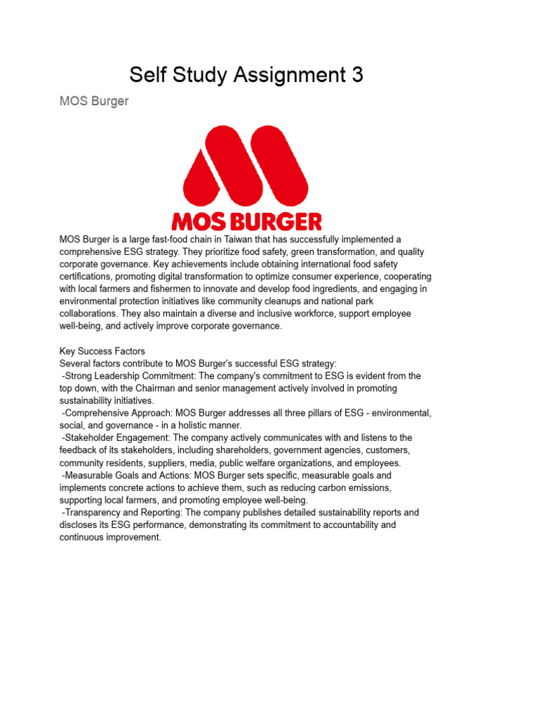 MOS Burger Successful ESG | PDF