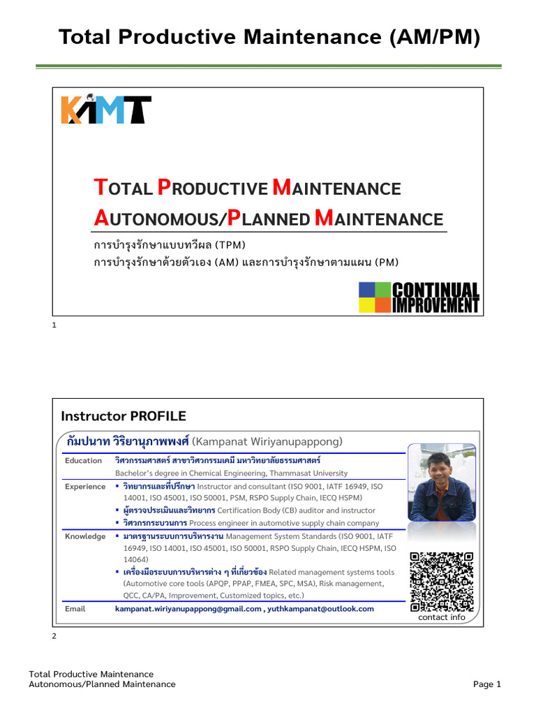Captain - Coating TPM Am PM Kaizen | PDF