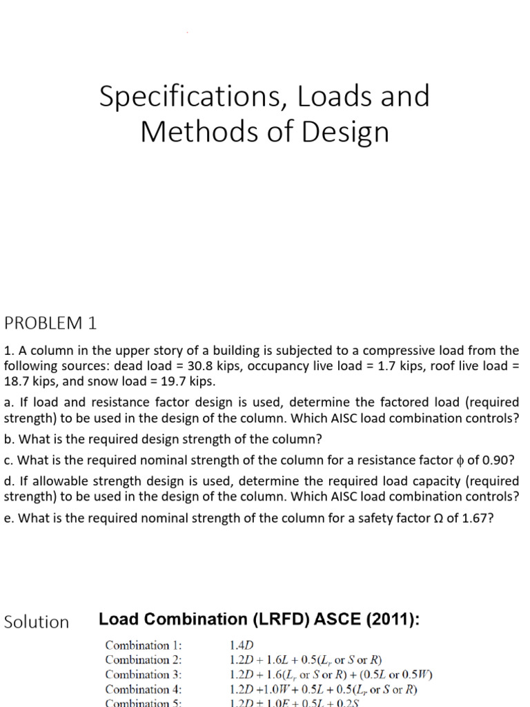 Specifications, Loads, and Method of Design Examples | PDF