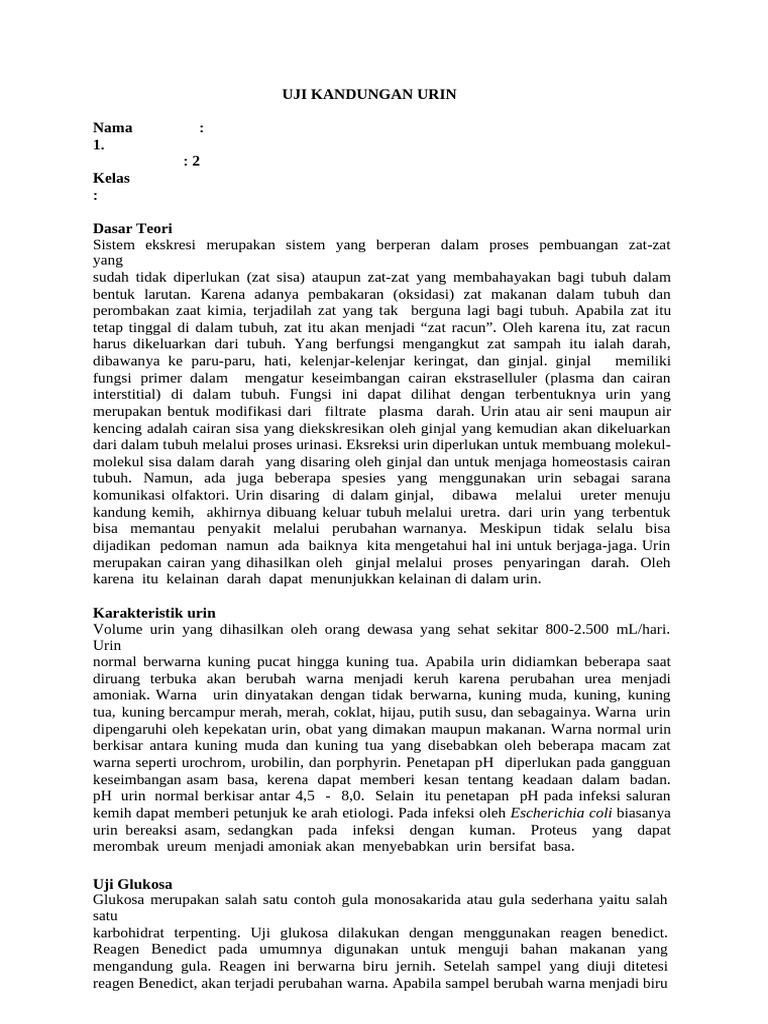 Uji Kandungan Urin | PDF