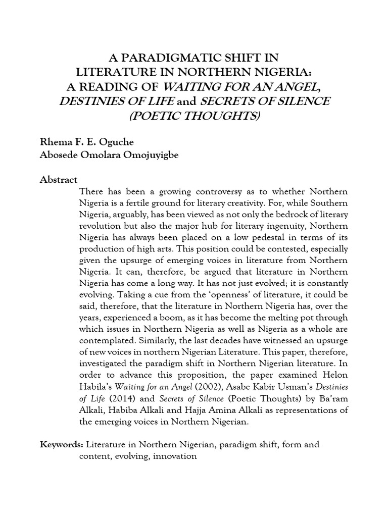 A Paradigmatic Shift in Literature in No | PDF | Nigeria