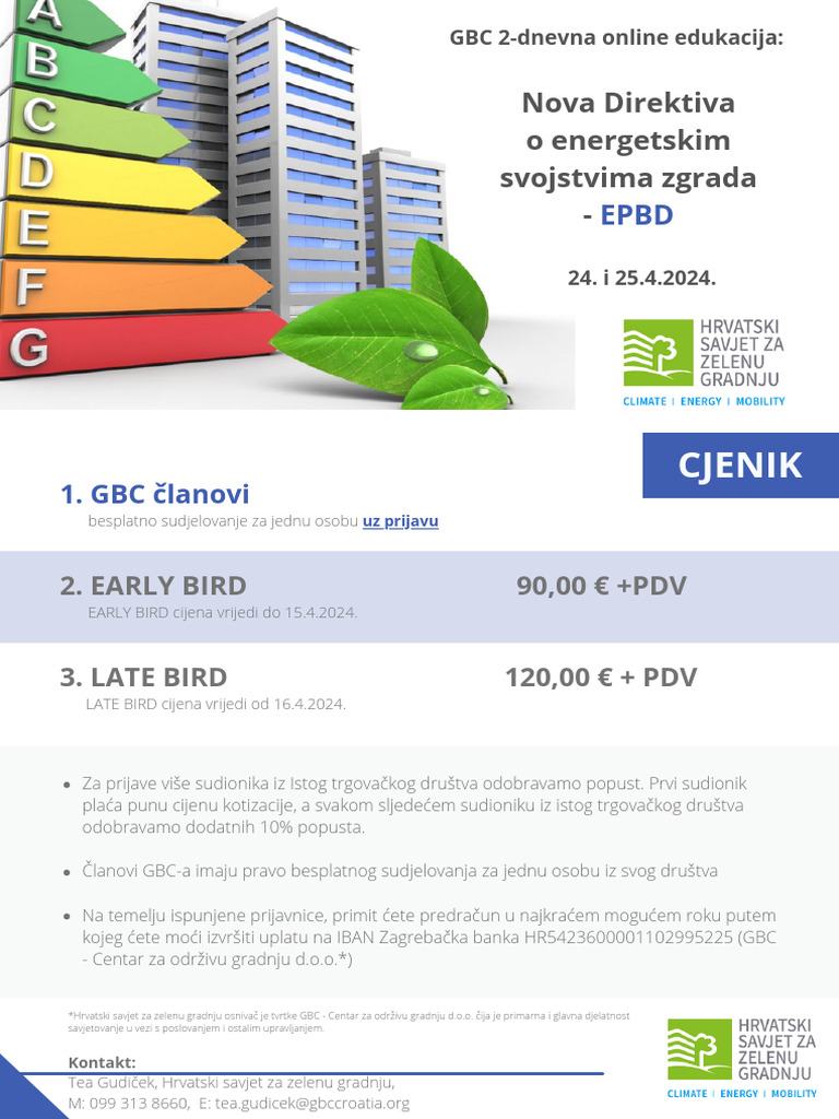 CJENIK - Edukacija EPBD - Travanj 2024 | PDF