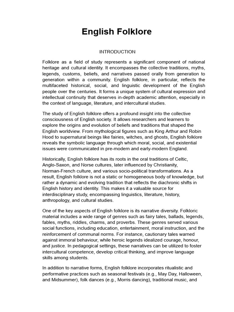 Exploring English Folklore Heritage | PDF | Folklore | Cinderella