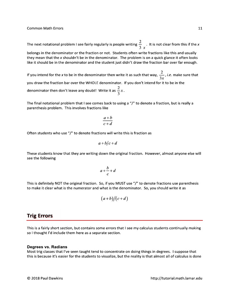 Common Trigonometric Errors | PDF