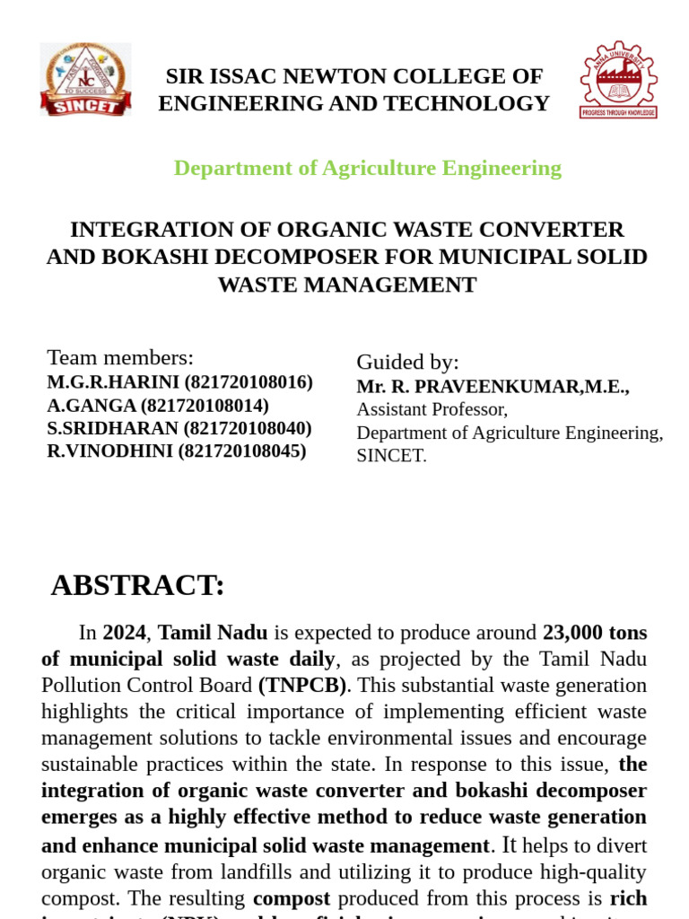 Integration of Organic Waste Converter and Bokashi Decomposer For ...