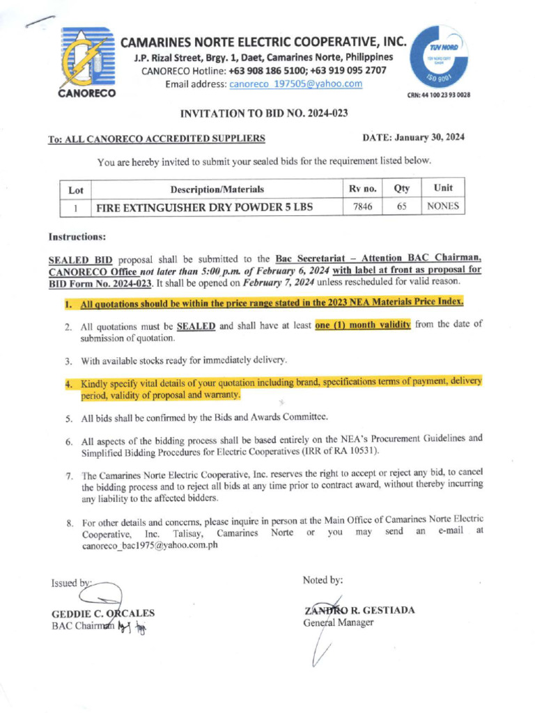 Canoreco Itb 2024jan31 2024-023 | PDF