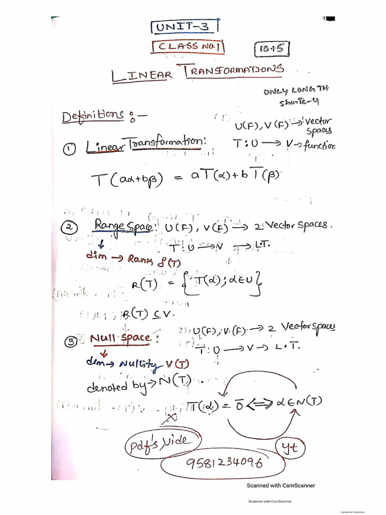 Unit 3 Linear Algebra | PDF