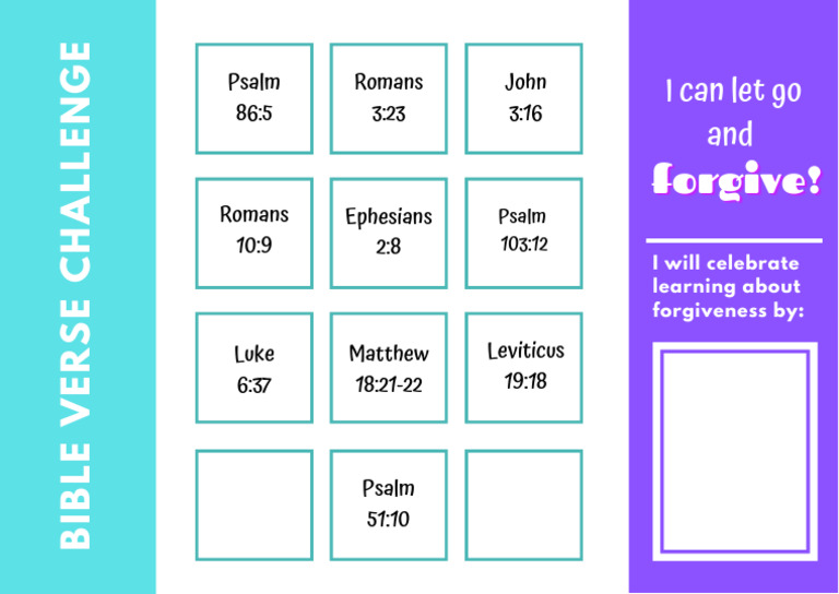 Bible Verse Challenge Reward Chart Forgiveness | PDF