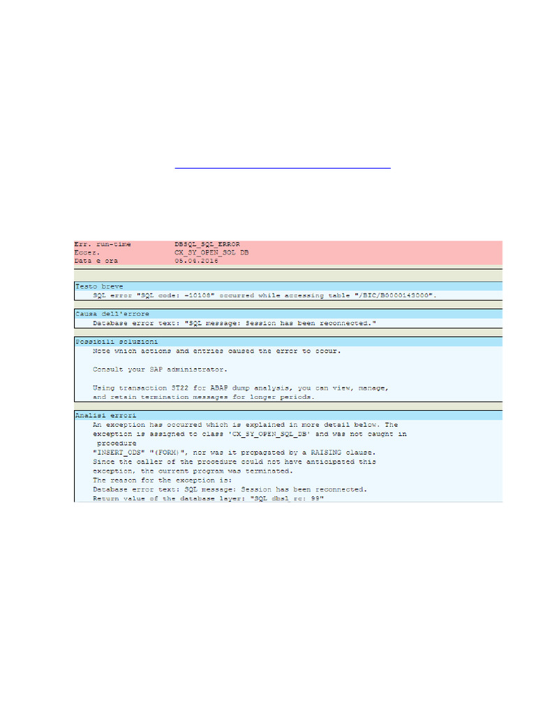 DBSQL - SQL - ERROR Error With Infopackage | PDF