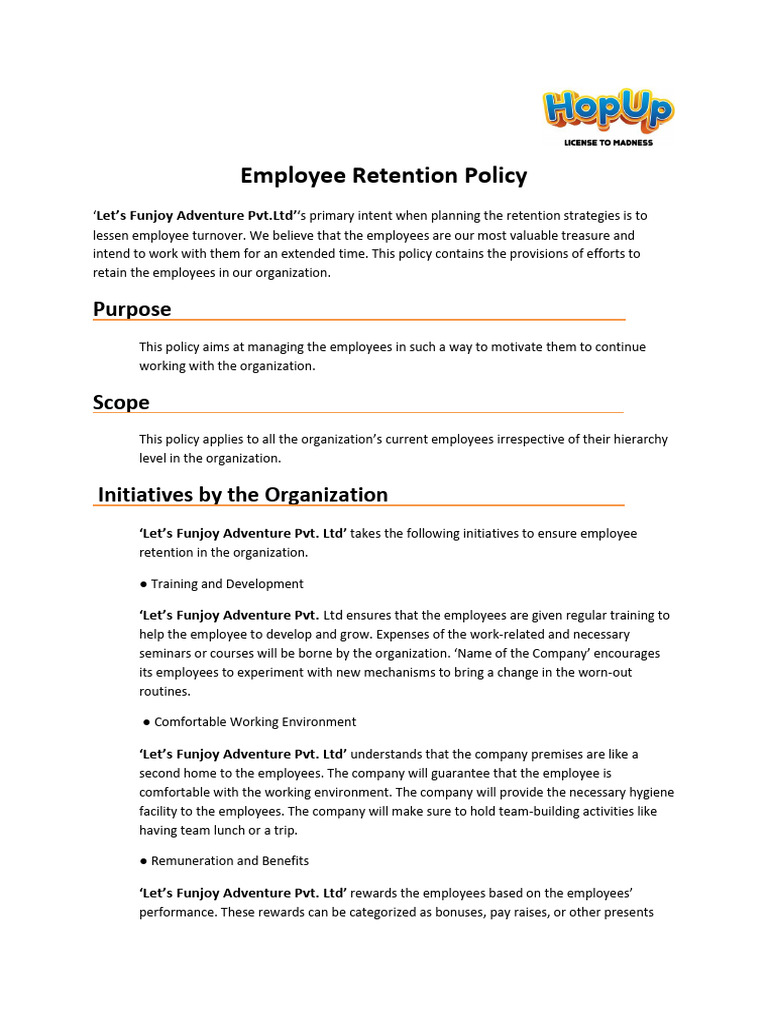 Employee Retention Policy Overview | PDF | Employee Retention | Economies
