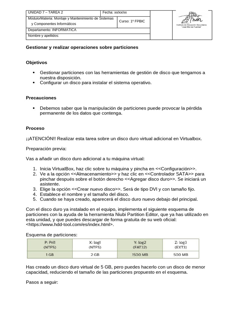 Unidad 7 - Tarea 3 - Gestionar Particiones | PDF | Ventana (informática) | Informática