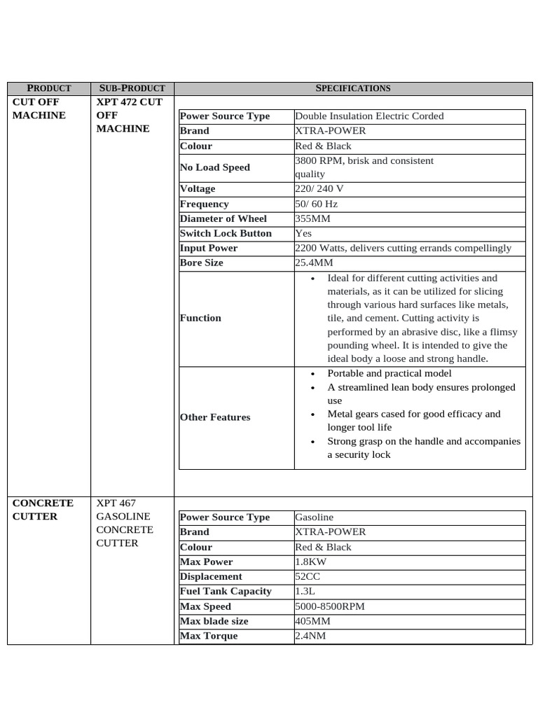 Product Specifications Table | PDF | Pump | Insulator (Electricity)