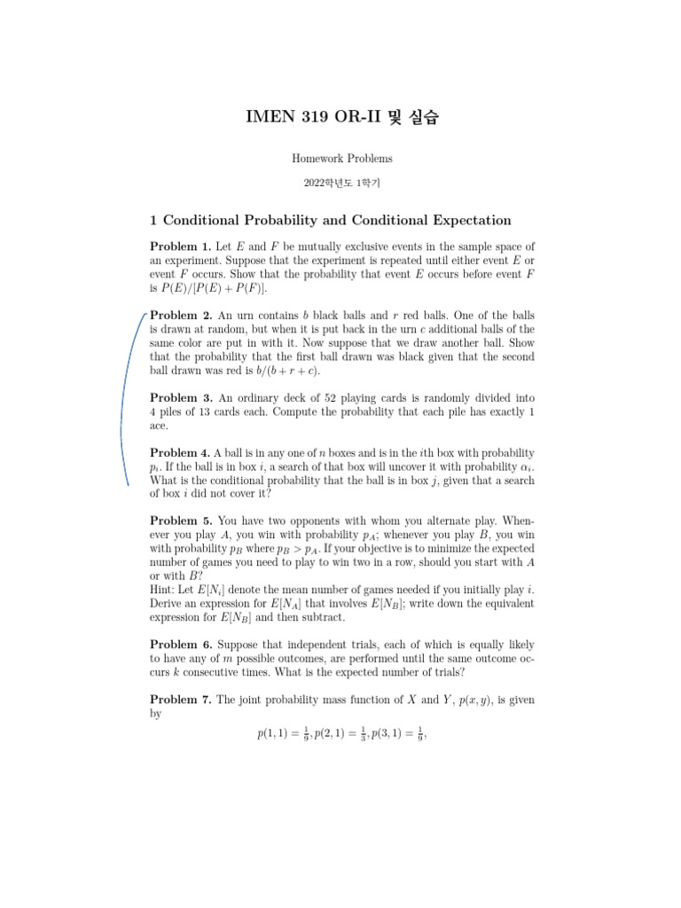 IMEN 319 Homework Chapter3 | PDF | Random Variable | Probability