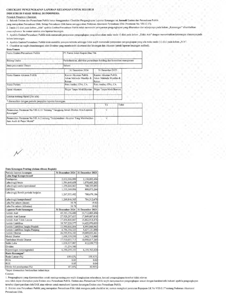 Checklist Laporan Keuangan PT PANI Tbk 31 Dec 24 | PDF