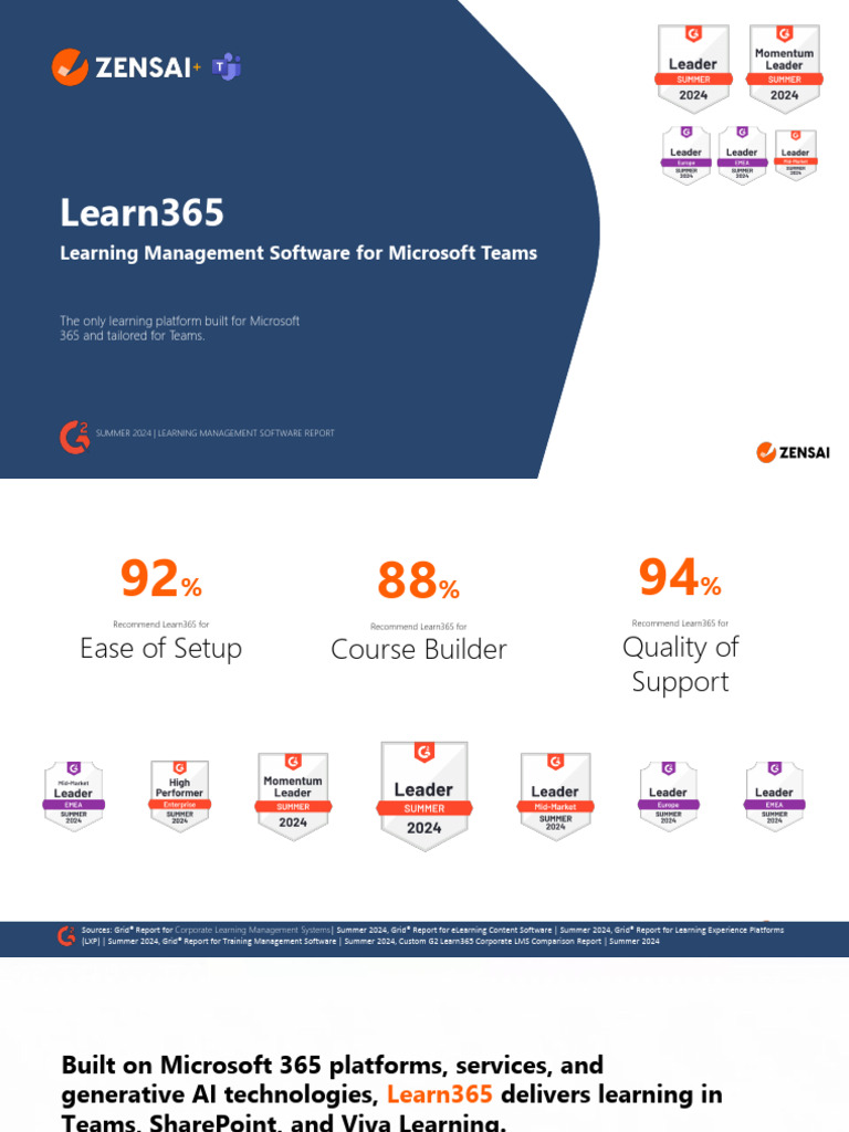 G2 Summer 2024 Comparison Report - Learn365 From Zensai | PDF | Microsoft | Information Technology