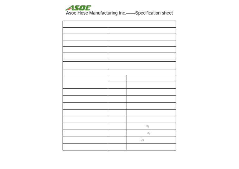 Asoe Oilvey PU Hose-Specification sheet of 4“ | PDF