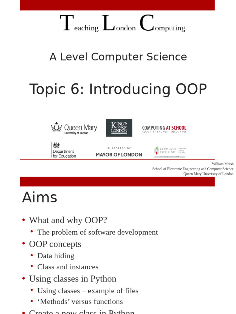 A Level Computer 6: Introducing OOP | PDF | Object Oriented Programming ...