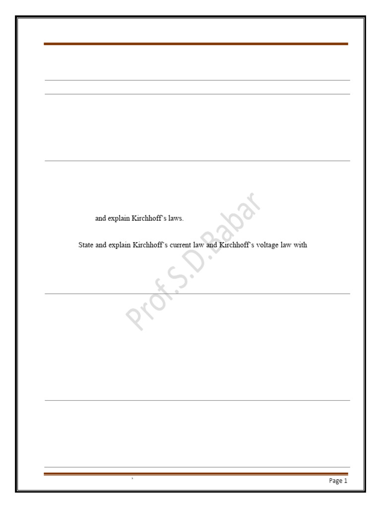 BEE Unit-I Theory Question Bank | PDF | Electrical Network | Electrical Engineering