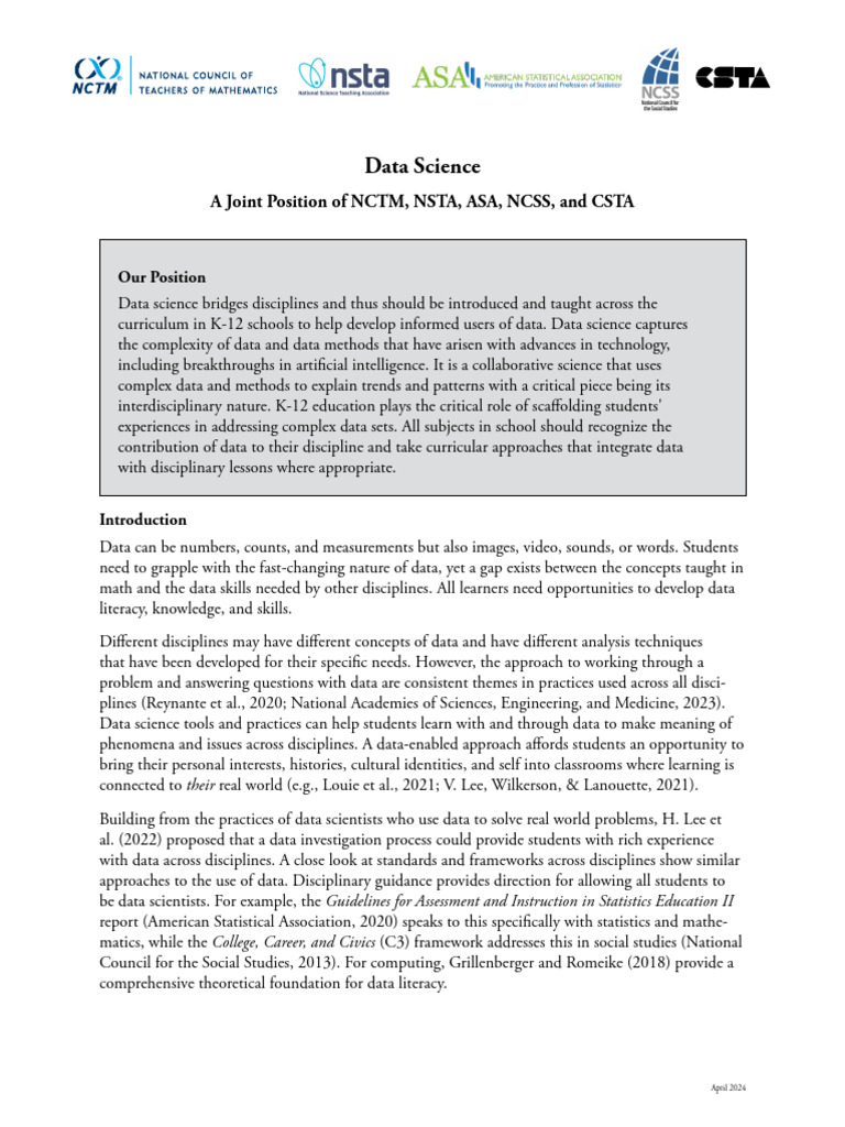 Joint Position Statement Data Science | PDF | Data Science | Data