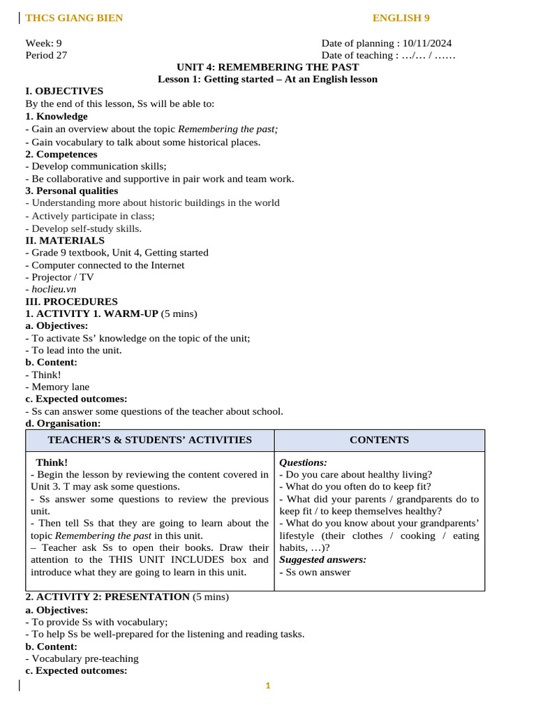 E9 - Lesson Plan 9 10 11 12 | PDF | Vocabulary | Teachers