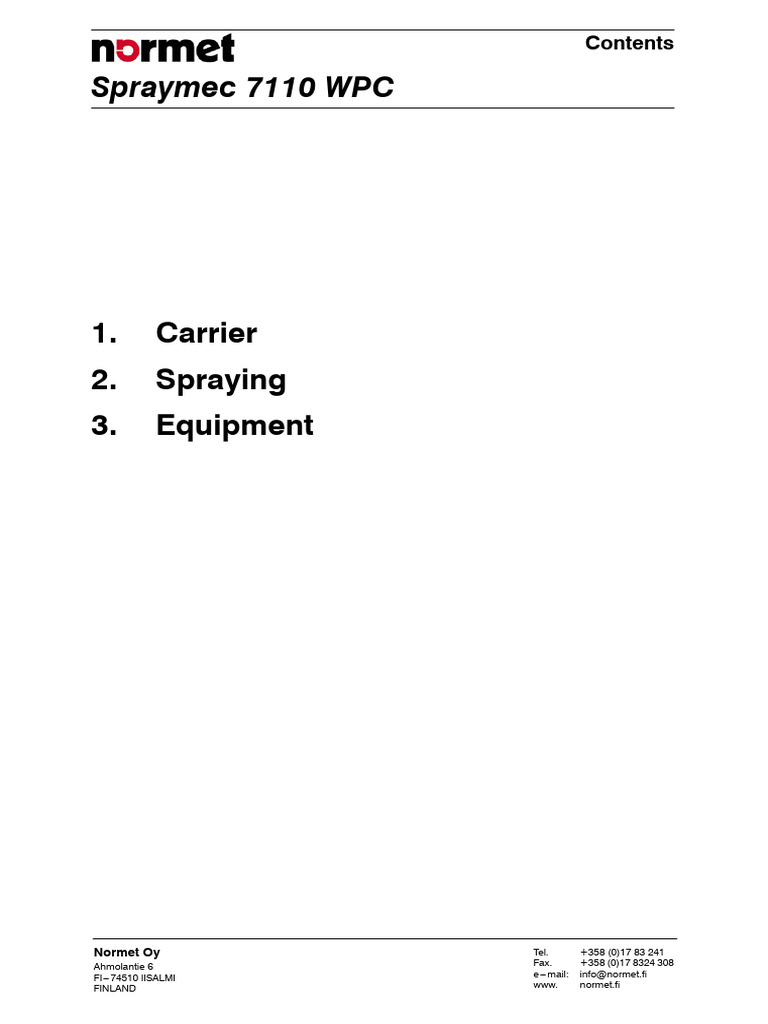 Spraymec 7110 WPC Operator Manual | PDF | Valve | Clutch