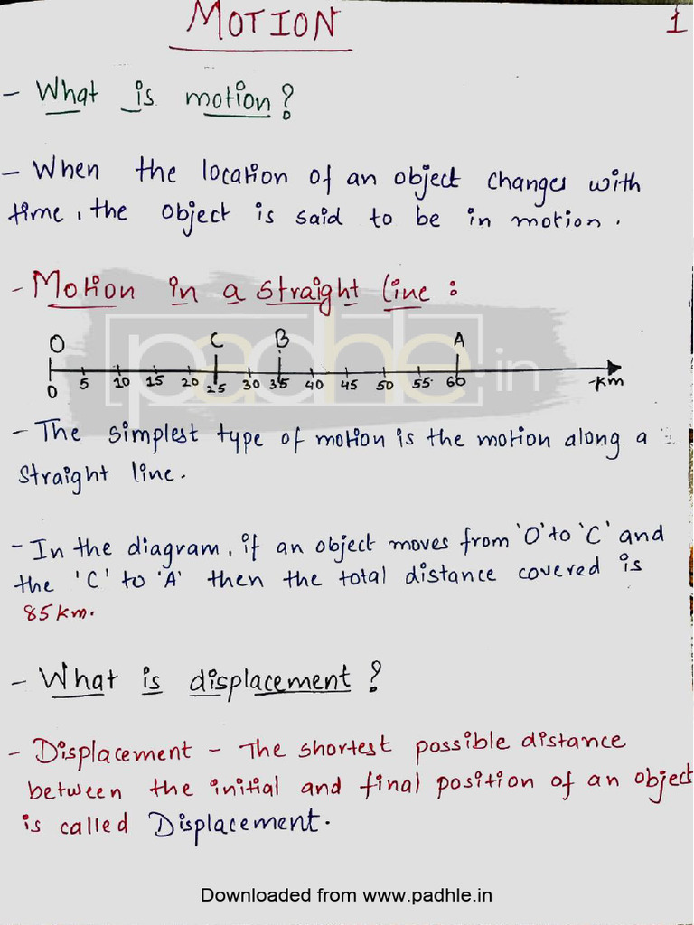 Physics For Chapter 1 Motion | PDF