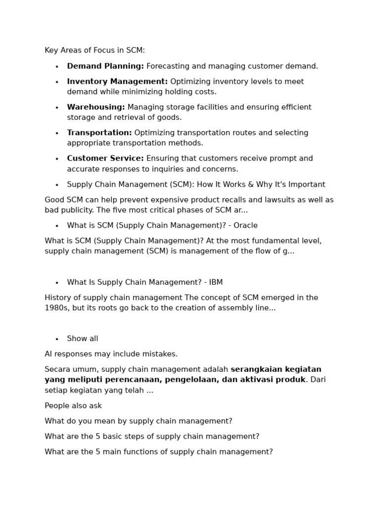 Key Areas of Focus in SCM | PDF