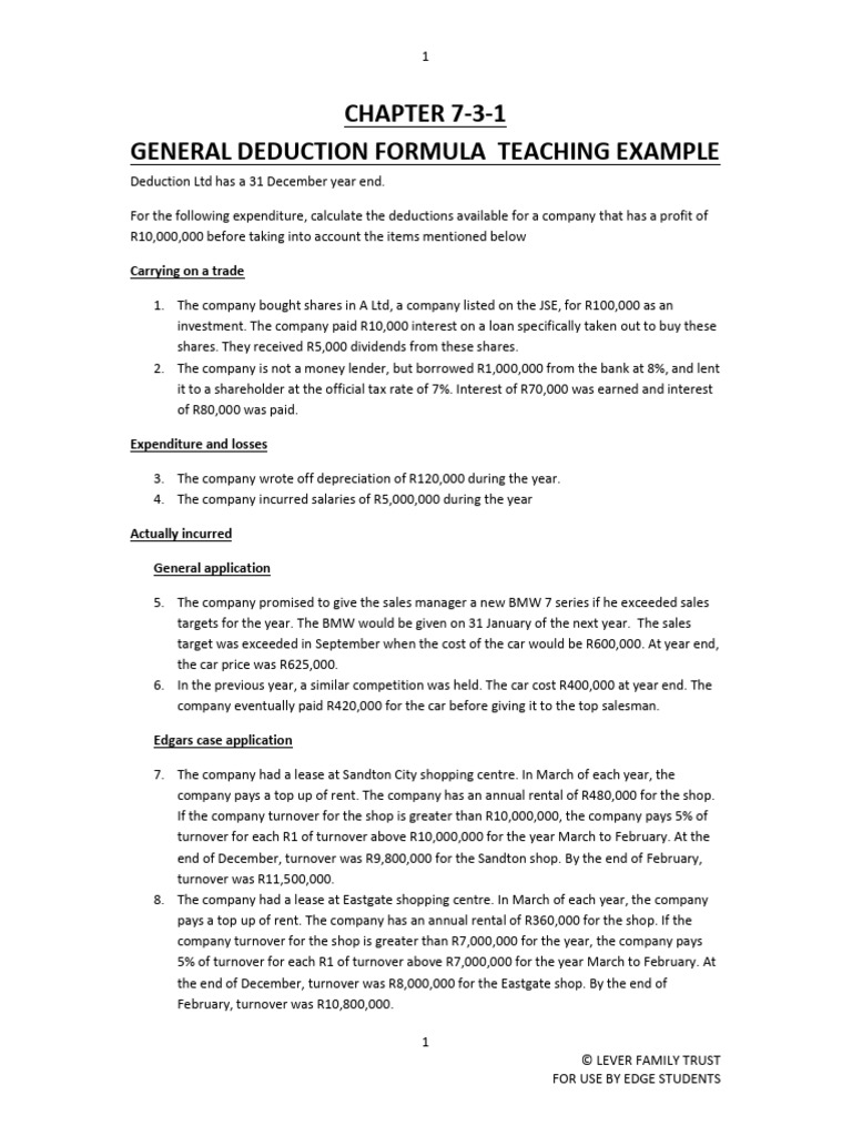 3.2 General Deduction Formula Example | PDF | Expense | Interest
