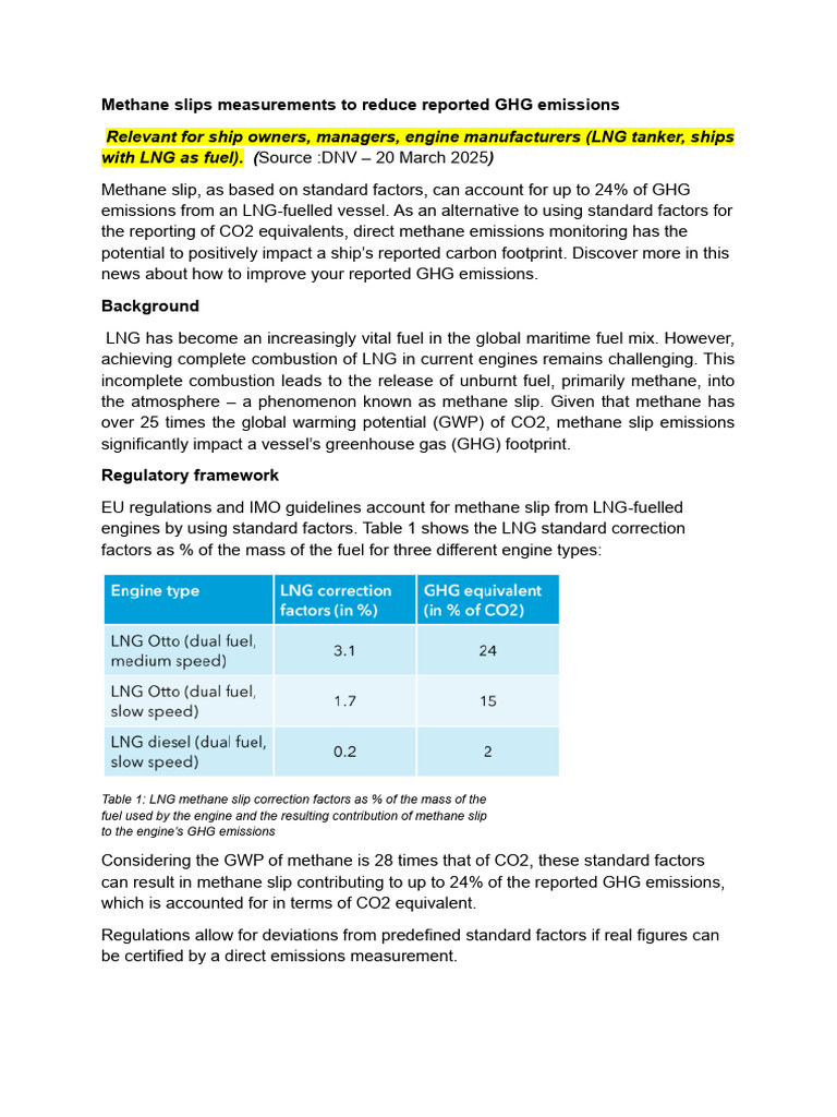 Methane Slips Measurements To Reduce Reported GHG Emissions | PDF ...